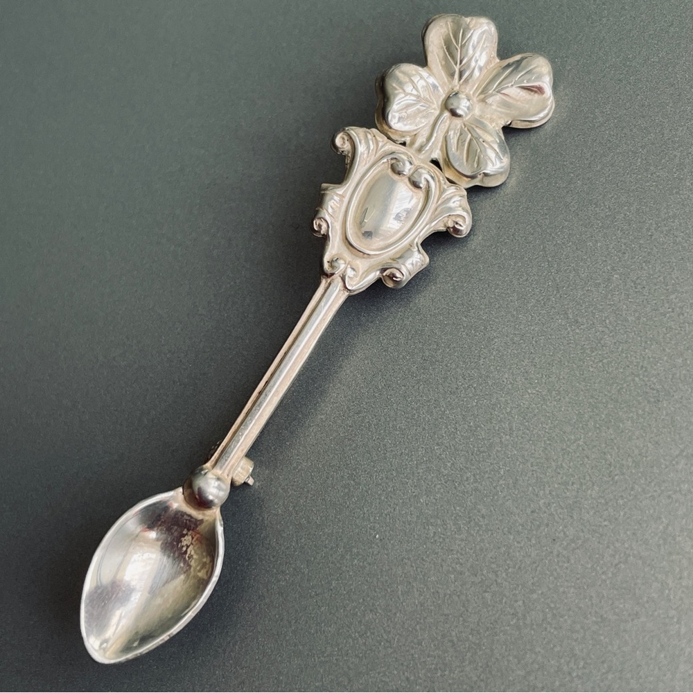 Lucky Four Leaf Clover Art Deco Spoon Antique Vtg Ste… - Gem